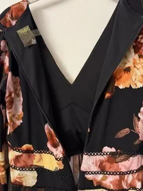 Taylor | Dresses | Taylor Dark Floral Jersey Midi Dress New With Tags ...